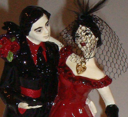 ReVamped Gothic Wedding Cake Topper by erin tinney