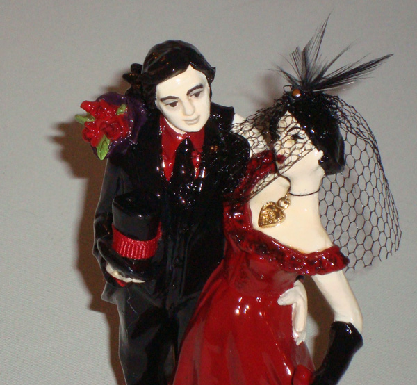 ReVamped Gothic Wedding Cake Topper by erin tinney