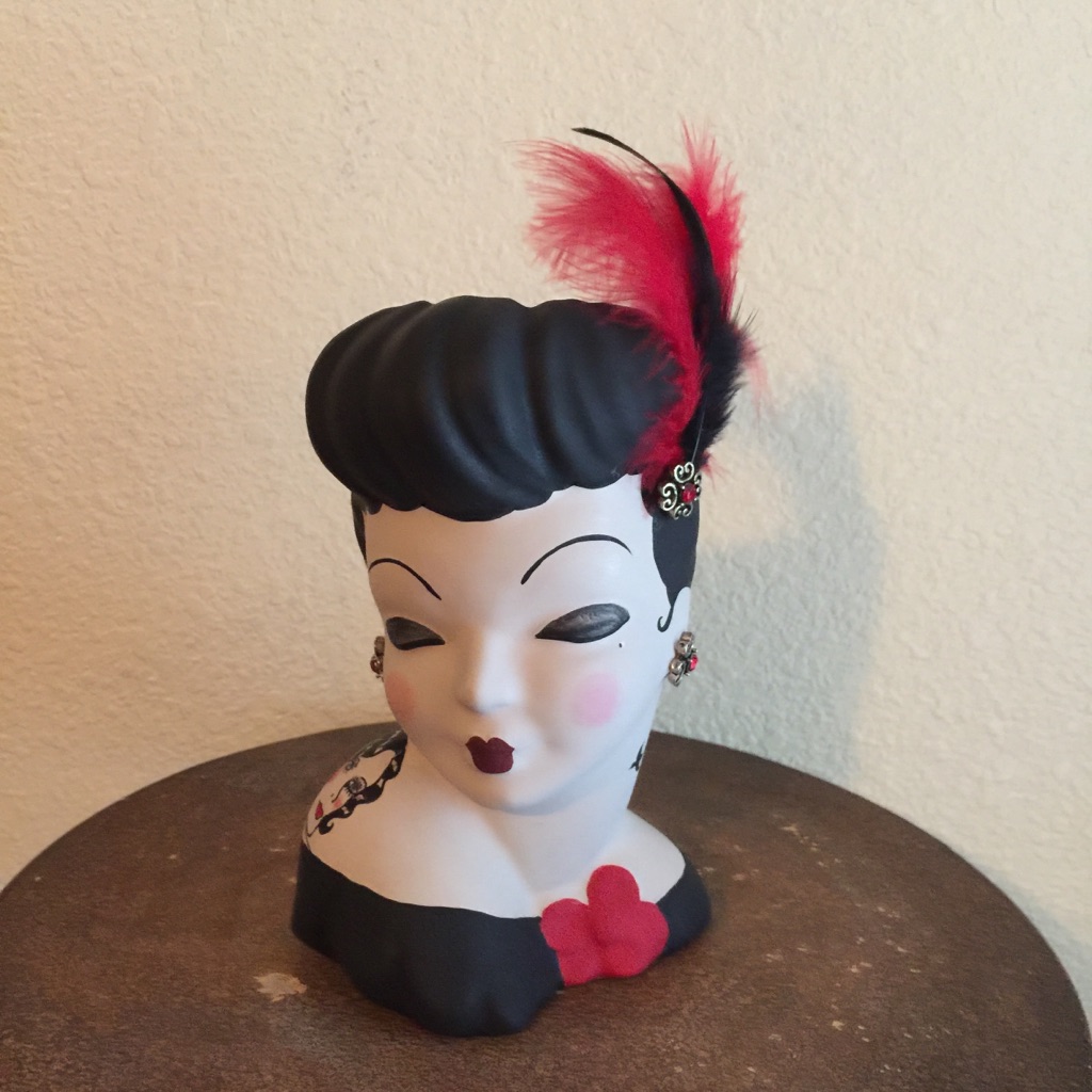 1920s Inspired Tattooed Flapper Head Vase by Erin